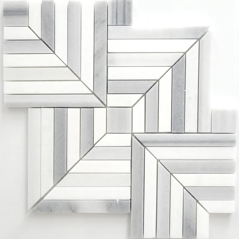 Thassos White and Equator White Marble Maze Square Weave Mosaic Tile ...