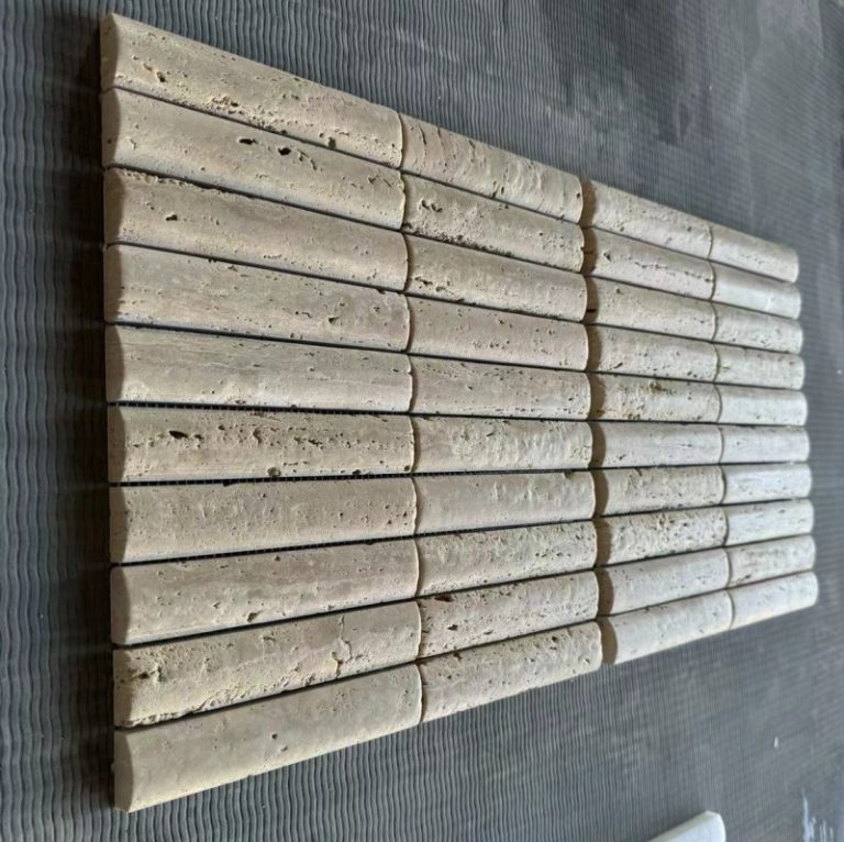 Light Travertine Fluted Mosaic Tile - Stone Mosaic Project Factory in ...