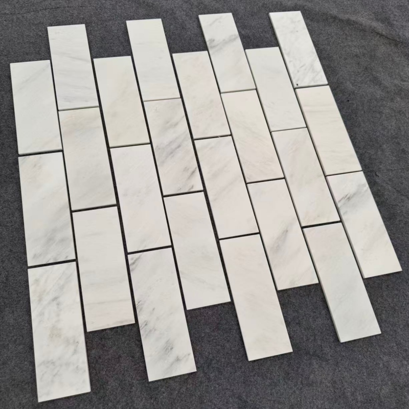 Bianco Bello Marble 2×4 Brick Mosaic Tile - Stone Mosaic Project ...